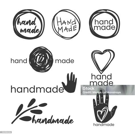 Handmade 배지 라벨 및 기호 요소 수제 상점을위한 복고풍 기호 수제 제품 패키지 벡터 엠블럼 일러스트레이션 가위에 대한 스톡 벡터 아트 및 기타 이미지 Istock