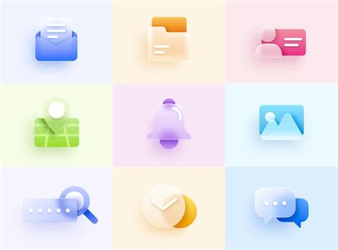 3d 웹사이트 또는 모바일 앱 아이콘 세트 프리미엄 벡터