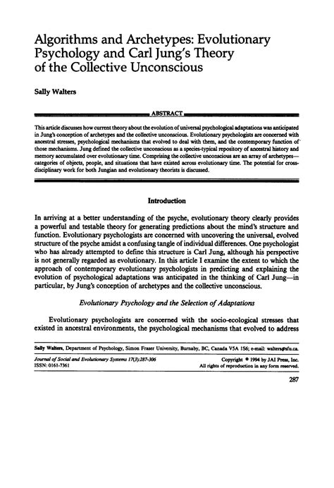 Solution Algorithms And Archetypes Evolutionary Psychology And Carl