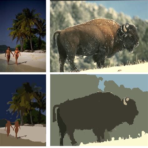 segmentation results from top to bottom a original images b