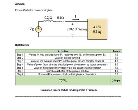 Solved For An AC Electric Power Circuit Given B Determine Chegg Com