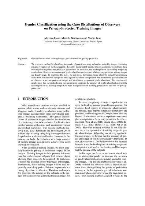 Pdf Gender Classification Using The Gaze Distributions Of Observers