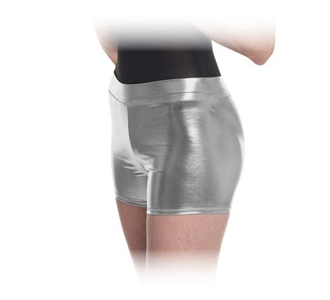 Womens Shiny Silver Shorts