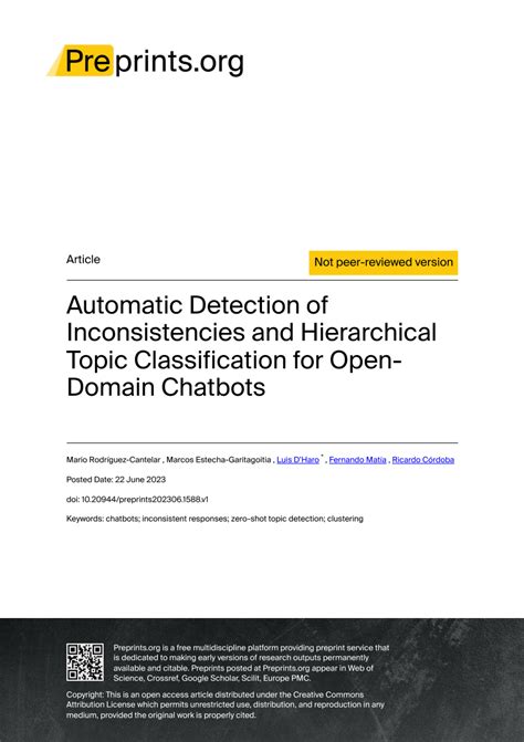 Pdf Automatic Detection Of Inconsistencies And Hierarchical Topic Classification For Open