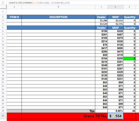 Google Sheets Display Grand Total Only When A Column Have Value