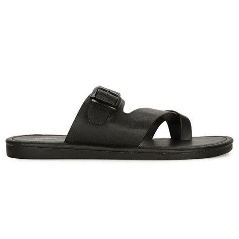Bata Black Toe Ring Slippers For Men Bata