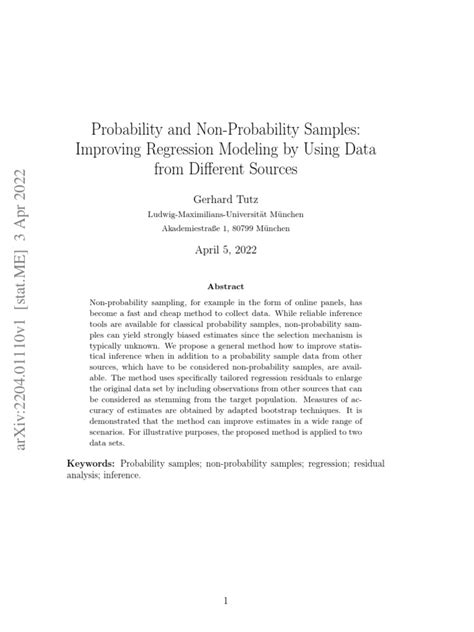 Probability And Non Probability Samples Lmu Munich 2022 Pdf