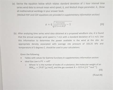 Solved A Derive The Equation Below Which Relates Standard