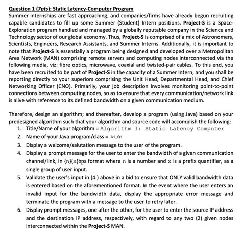 solved question 1 7pts static latency computer program