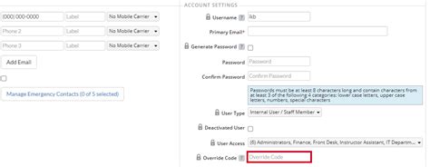 Staff Override Code For Passwords Civicrec Help Center
