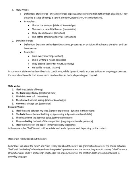 State Verbs Pdf Experience Linguistics