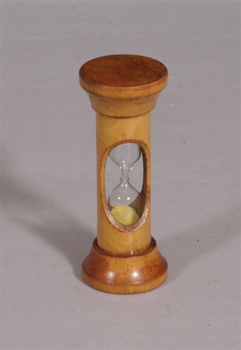 S4121 Antique Treen 19th Century Glass Egg Timer In A Sycamore Case Bada