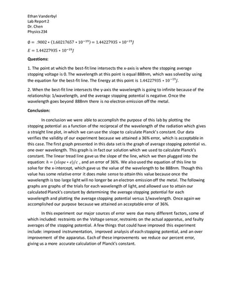 The Photoelectric Effect Lab Report DOCX Physics Science