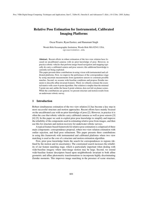 Pdf Relative Pose Estimation For Instrumented Calibrated Imaging Platforms