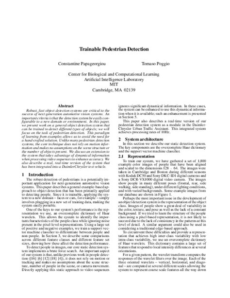 Pdf Trainable Pedestrian Detection