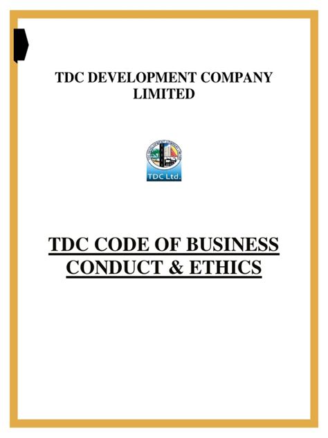 Tdc Code Of Business Conduct Pdf Internal Control Audit