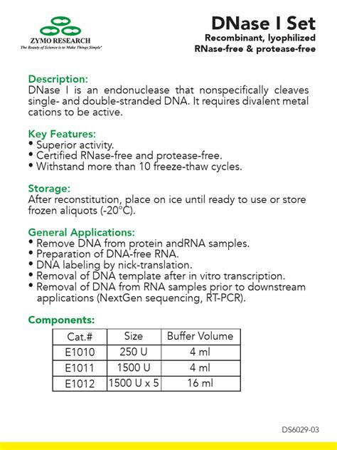 Dnase I Set For Dna Digestion Pdf