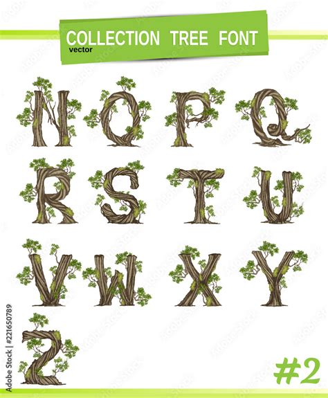 Tree Font Twisted Tree In The Shape Of Letter Letter A B C Vector Alphabet With Tree ABC