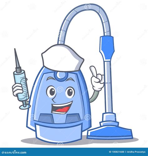 Nurse Vacuum Cleaner Character Cartoon Stock Vector Illustration Of