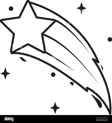 Shooting Star Icon Over White Background Line Style Vector Illustration Stock Vector Image
