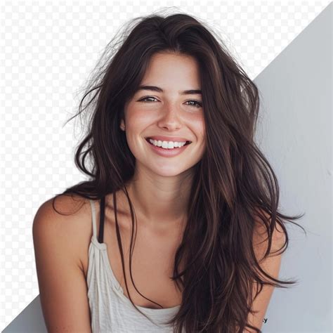 Premium Psd Young Beautiful Brunette Smiling