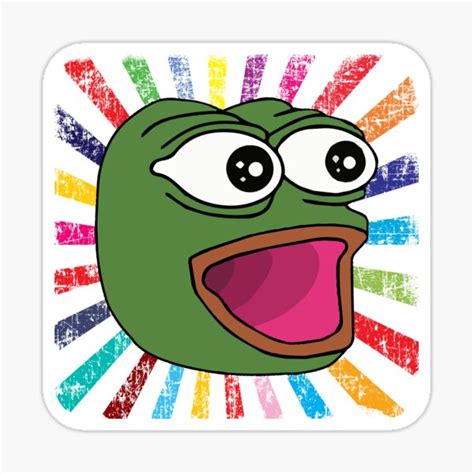 Sticker « Pepe The Frog Meme Poggers émoticône Emote Pog Arc En Ciel Drôle En Détresse