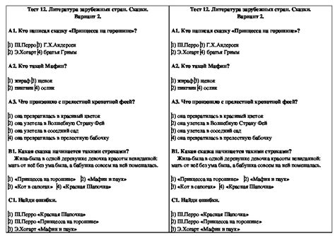 Задания тест по литературному чтению для 2 класса Литература зарубежных стран Сказки Вариант 2