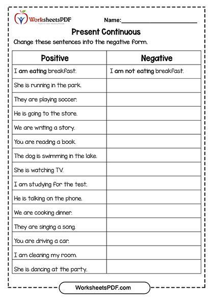 Present Continuous Worksheets Grammar And Exercises