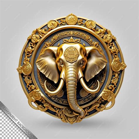 Premium Psd A Gold Elephant With A Gold Ring That Says Elephant