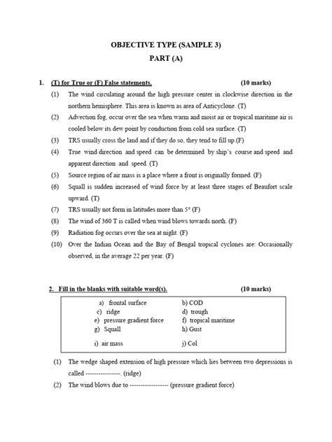 Objective Type 3 Key Download Free Pdf Wound Tropical Cyclone Seasons