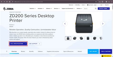Zd220 And Zd230 Printer Specifications
