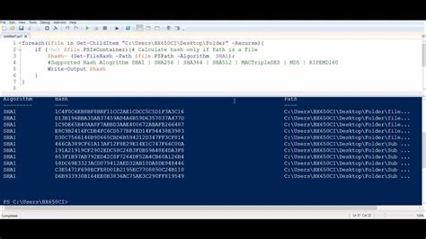 Powershell Get Hash Of All Files In Directory Youtube