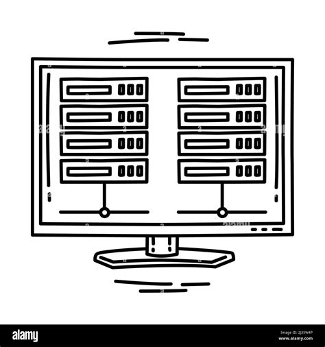 Server Computer Part Of Computer Software And Hardware Hand Drawn Icon Set Vector Stock Vector