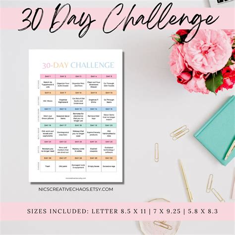 Declutter 30 Day Challenge Printable Template Cleaning Checklist Cleaning Challenge Etsy