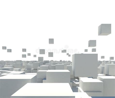 Image Of Abstract Futuristic Abstract Background With White Cubes 3d Rendering Stock