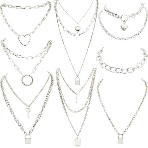 Emo Goth Chains Punk Necklace Set
