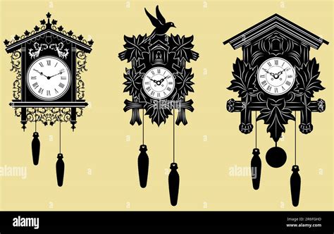 Vector Representation Of Cuckoo Clocks Set Stock Vector Image And Art Alamy