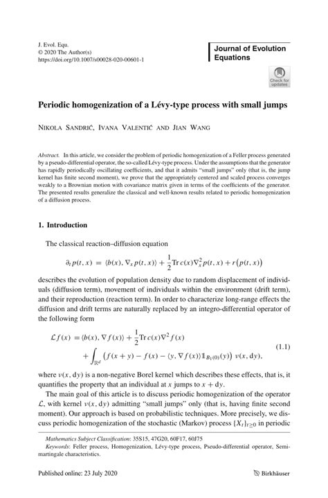 Pdf Periodic Homogenization Of A Lévy Type Process With Small Jumps