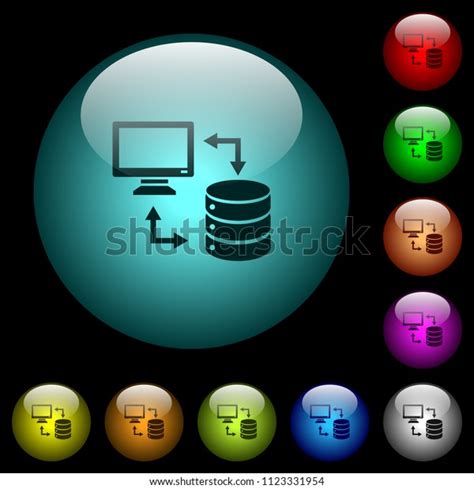 Syncronize Data Database Icons Color Illuminated Stock Vector Royalty Free 1123331954