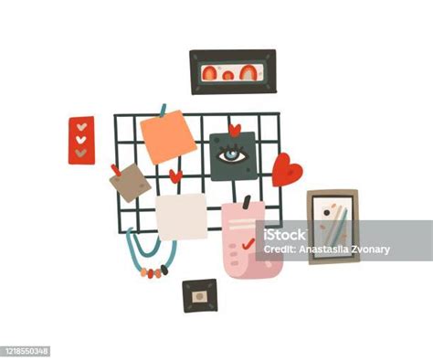 손으로 그린 벡터 추상 만화 현대 그래픽 간단한 스타일 그리기 무드 보드와 흰색 배경에 고립 된 목록 일러스트레이션을 할 수 계절에 대한 스톡 벡터 아트 및 기타 이미지