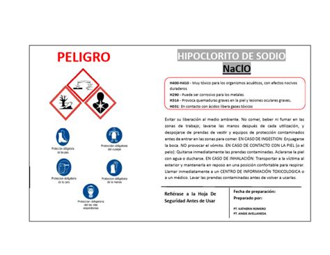 Ficha De Seguridad Hipoclorito De Sodio Pdf