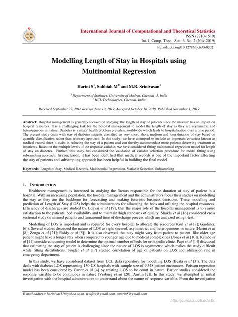 Pdf Modelling Length Of Stay In Hospitals Using Multinomial Regression