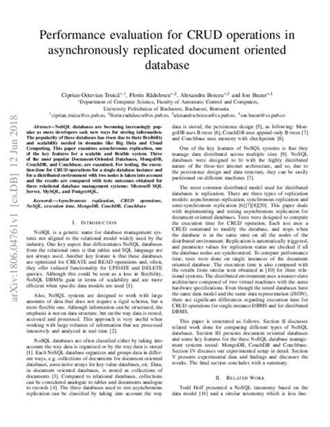 Pdf Performance Evaluation For Crud Operations In Asynchronously