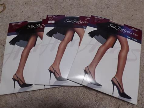 3 Pr Hanes Silk Reflections Control Top Pantyhose Size Ef Silky Sheer