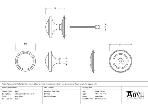 Aged Brass Art Deco Centre Door Knob Handles At Heart