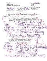 Solutions WS Projectile Problems Pdf Course Hero