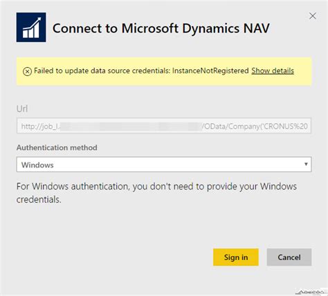 failed to update data source credentials instance microsoft