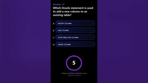 Which Oracle Statement Is Used To Add A New Column To An Existing Table Youtube