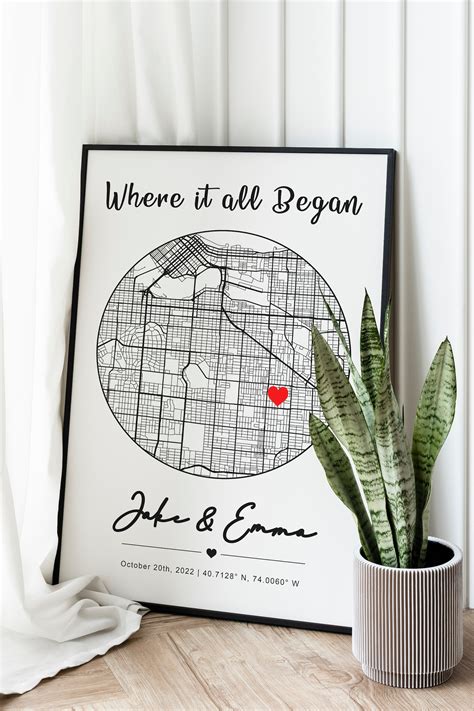 Where It All Began Map Custom Couple Map Art Personalized Love Map