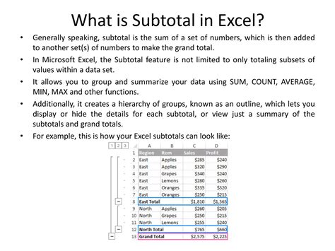 3 Subtotal Function In Excel Ppt